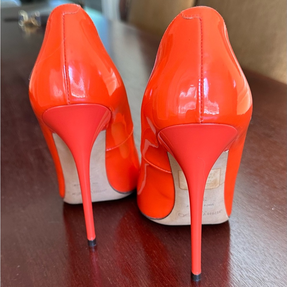 Jimmy Choo Jimmy Choo Orange Patent Anouk Pumps - Gem